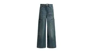 GANNI Baggy Cargo Pant Wide Leg Jeans - Blue