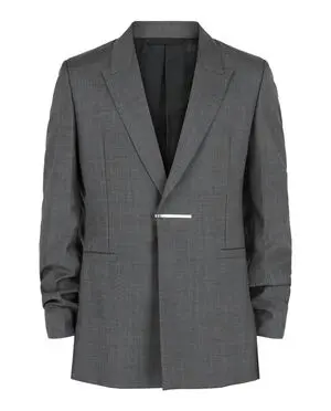 Givenchy Slimfit Metal Bar Structured Blazer - Medium Grey
