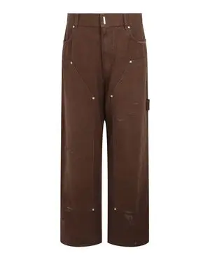Givenchy Carpenter Pants In Destroyed Cotton - Dark Brown