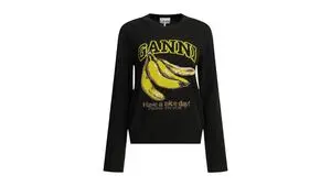 GANNI Banana Graphic Round Neck Sweater