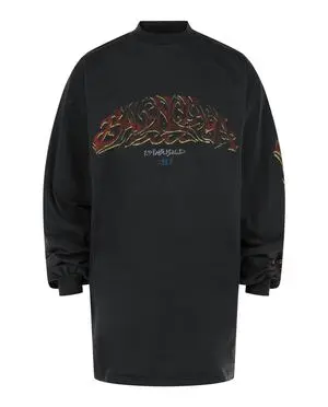 Balenciaga Graphic Long Sleeve T-shirt - Black