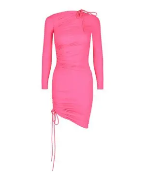 Balenciaga Ruched Mini Dress - Pink Fluorescent