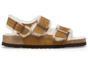 BIRKENSTOCK Milano Suede Shearling Sandals - Mink