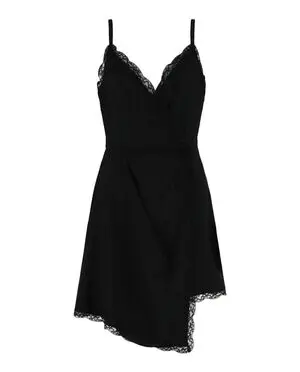 Alexander McQueen Lace Trim Asymmetrical Mini Dress - Black