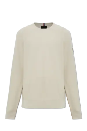 Moncler Logo Patch Fine Knit Sweater - Cream