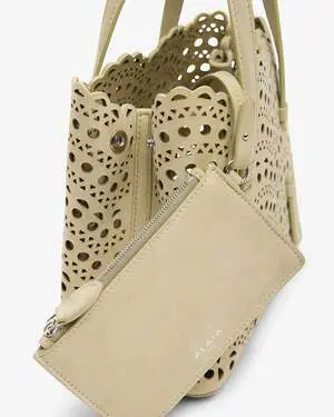 Alaïa Mina 20 Amande Suede Tote Bag