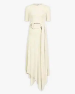 Alaïa Belted Fluid Jersey Dress - White