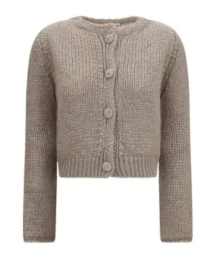FORTE_FORTE Chunky Knit Buttoned Cardigan - Nude
