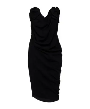 Magda Butrym Floral-applique Draped Midi Dress - Black