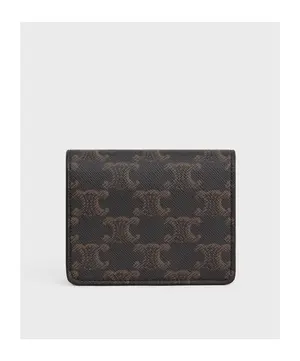 Celine Business Card Holder Triomphe In Triomphe Canvas And Lambskin