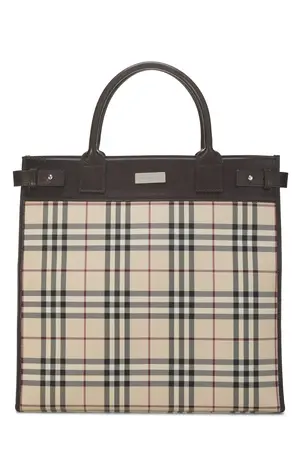 Burberry Check Tote - Brown