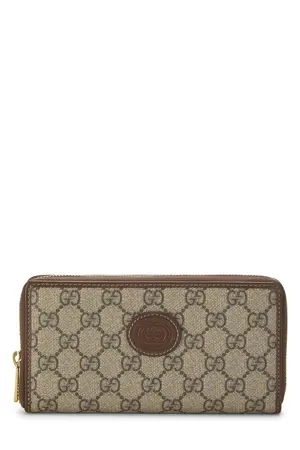Gucci Gg Supreme Canvas Zip Around Wallet - Brown