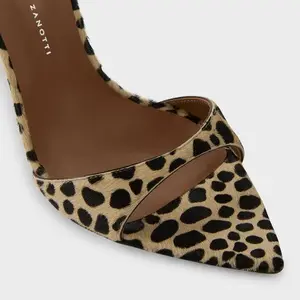 GIUSEPPE ZANOTTI Leopard Print Pony Hair Stiletto Sandals
