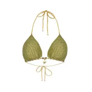 CHERINA BEACHWEAR LLC Nora Top Crochet In Light With Gold Trim - Green