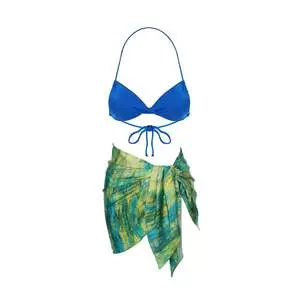 CHERINA BEACHWEAR LLC Cia Sarong In Tie-dye Blue And Lime Fusion - Blue/green