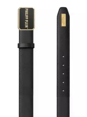 Philipp Plein Leather Belt With Logo Buckle