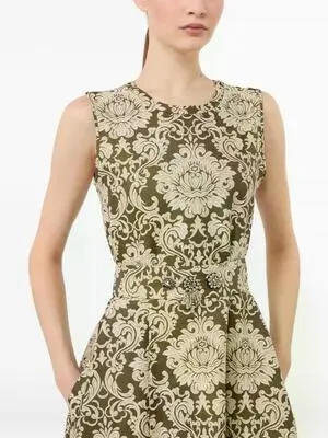 Max Mara Damask-print Sleeveless Midi Dress - Green