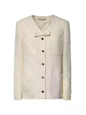 Alessandra Rich Bouclé Jacket With Bow Detail