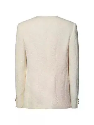 Alessandra Rich Bouclé Jacket With Bow Detail