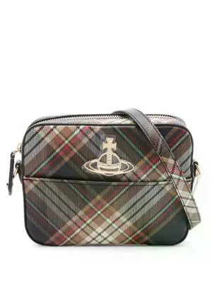 VIVIENNE WESTWOOD 2020s Tartan Orb Camera Bag - Brown
