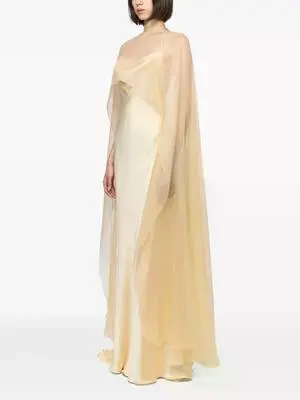 ATU BODY COUTURE Satin-finish Silk-cape Slip Maxi Dress - Neutrals