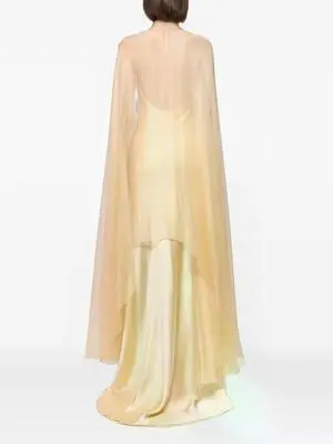 ATU BODY COUTURE Satin-finish Silk-cape Slip Maxi Dress - Neutrals