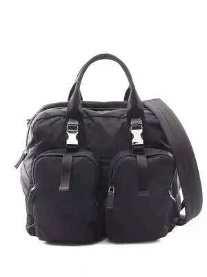 Prada 2000s Saffiano Leather Trim Duffel Bag