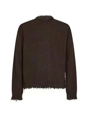 UMA WANG Distressed-effect Frayed-hem Sweater - Brown