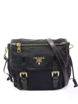 Prada 2010s Buckled Shoulder Bag - Black