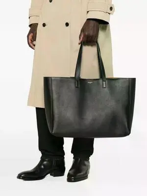 Saint Laurent Logo-stamp Leather Tote Bag