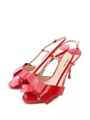 Miu Miu 2010s Patent Leather Heeled Sandals - Red