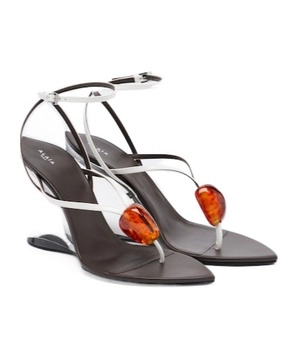 Alaïa Invisible Patent Leather Thong Sandals - Black