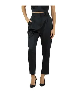 Elisabetta Franchi Stretch Satin Trousers - Nero