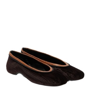 Dries Van Noten Leather-trimmed Velvet Ballet Flats - Brown