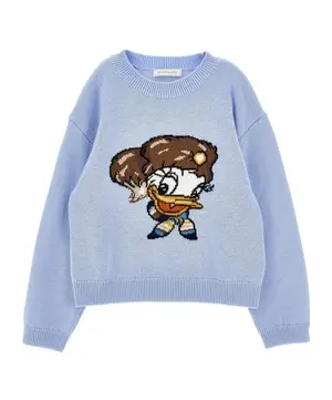 Monnalisa Iconic Character Intarsia Sweater - Light Blue