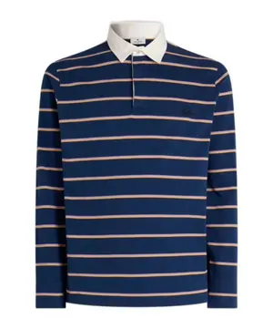 Etro Striped Long-sleeve Polo Shirt - Blue