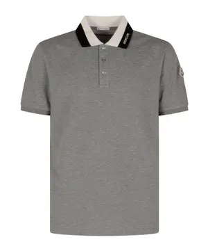 Moncler Logo-embroidered Piquet Polo Shirt - Grey