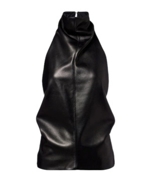 Khaite Rone Halterneck Leather Top - Black