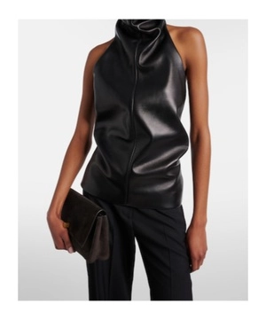Khaite Rone Halterneck Leather Top