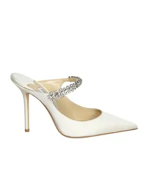 JIMMY CHOO Crystal-embellished Pointed-toe Pumps - White