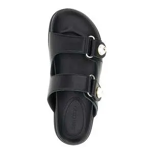 JIMMY CHOO Fayence Leather Double Strap Sandals With Pearl Detail