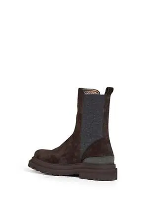 Brunello Cucinelli Suede Ankle Boots With Monili Embroidery