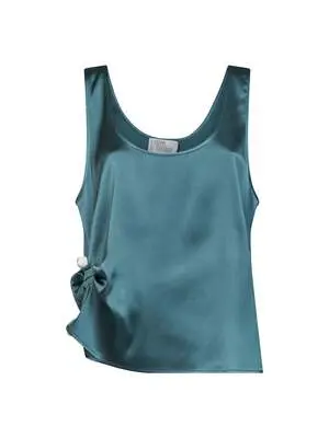 Giuseppe Di Morabito Oil Green Satin Draped Top - Multicolor