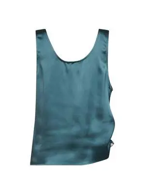 Giuseppe Di Morabito Oil Green Satin Draped Top - Multicolor