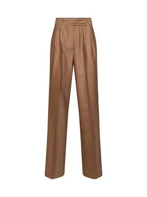 Etro Camel Striped Wool Jacquard Double-pleat Trousers - Multicolor