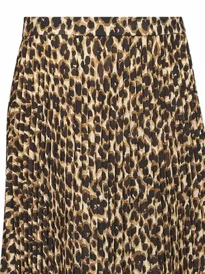 Etro Beige Printed Stretch Sablé Long Pleated Skirt