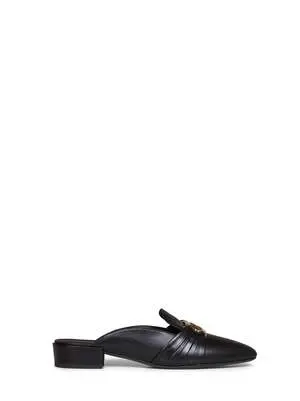 FERRAGAMO Black Corby Mules With Gancini Ornament - Multicolor