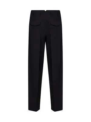 AMI Paris Black Virgin Wool Double-pleat Trousers