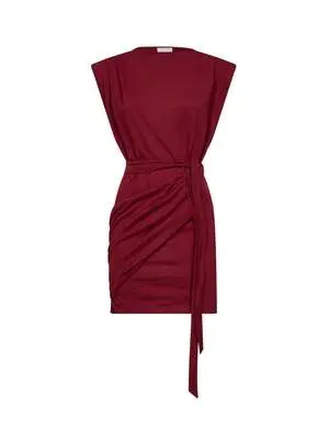 Isabel Marant Étoile Dark Burgundy Jersey Draped Mini Dress - Multicolor