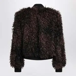 Sacai Bomber Jacket With Curly-effect Faux Fur Inserts